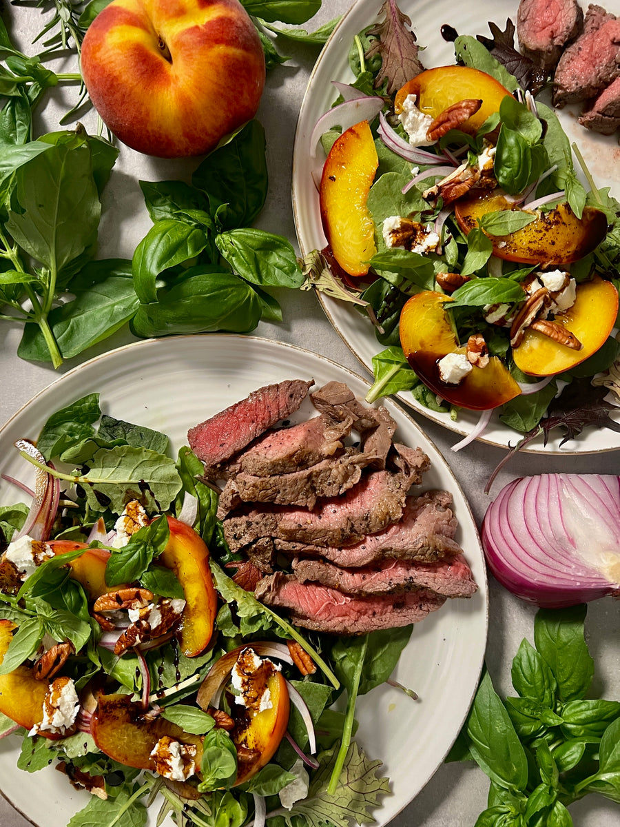 STEAK AND PEACHES SALAD